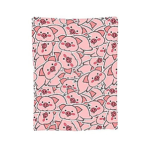 Cartoon Pink Pig Blanket Plush Lightweight Soft Flannel Fleece Throw Blankets Bedding for Bed Sofa Couch Living Room 60"x50"