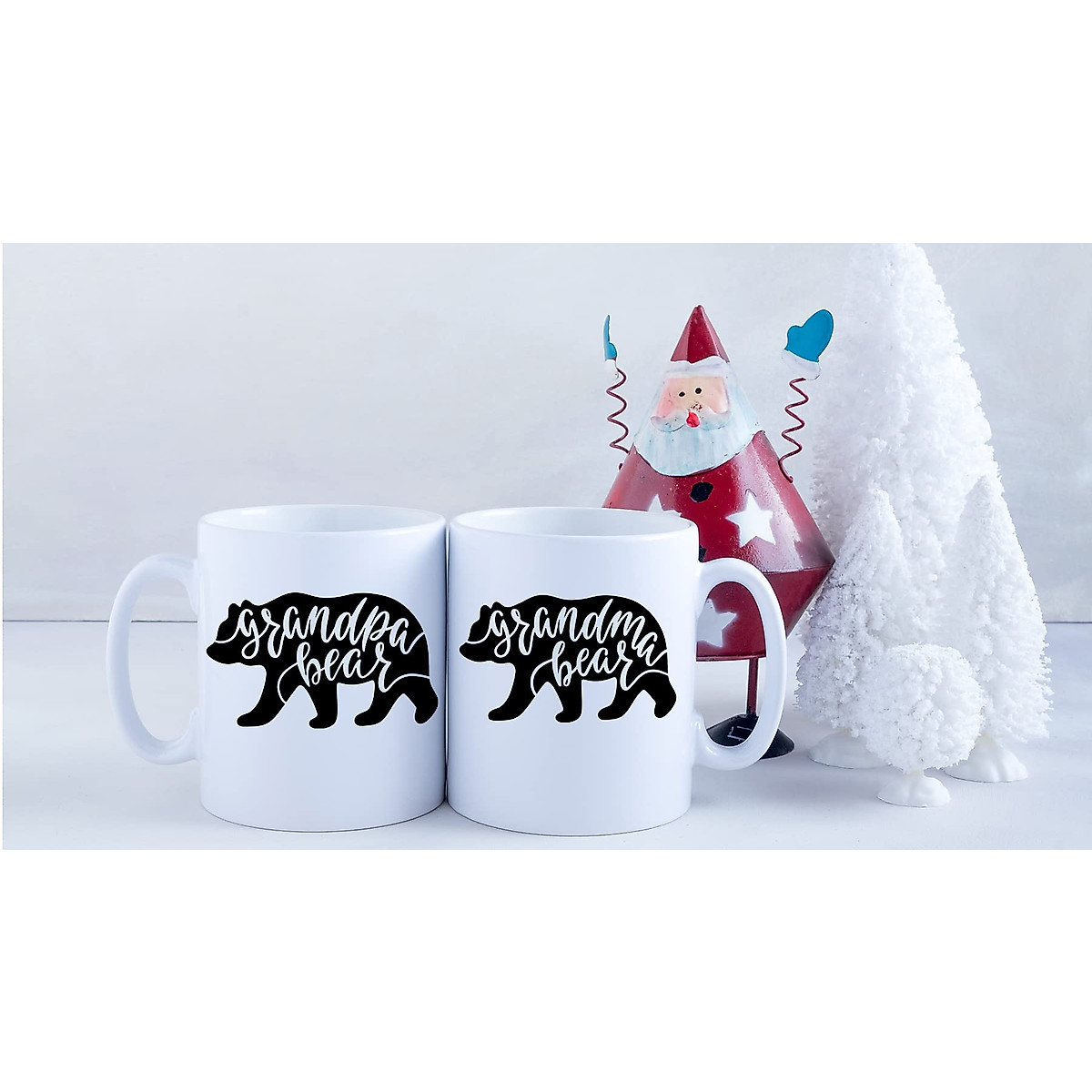 Grandma Bear Grandpa Bear - 11oz Best Grandma Grandpa Ever Grandparent Grandfather Grandmother Idea Couple Mugs Anniversary Coffee and Tea Cups Set Grandmother Grandfather, Grandchildren Son Daughter