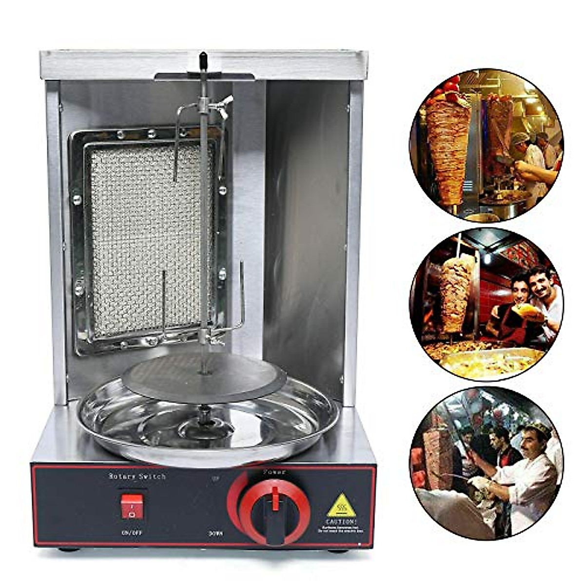 Shawarma Grill Machine, 110V LPG Gas Doner Kebab Machine Rotating Grills Vertical Broiler Pastor Grill Machine, Vertical Rotisserie for Chicken Roast,Turkey Roast,Tacos, Roast, Beefer