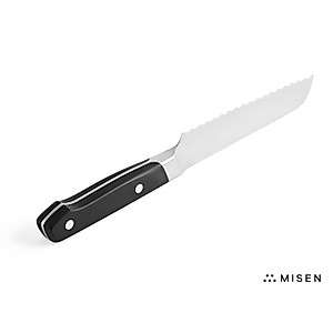 Misen Serrated Bread Knife - 5 Inch, High Carbon Stainless Steel, Japanese AUS10 - Best for Sourdough, Challah, Watermelon - Bread Slicer Knife, Chef - Bread Bowl, Handmade, Homemade Bread, Black