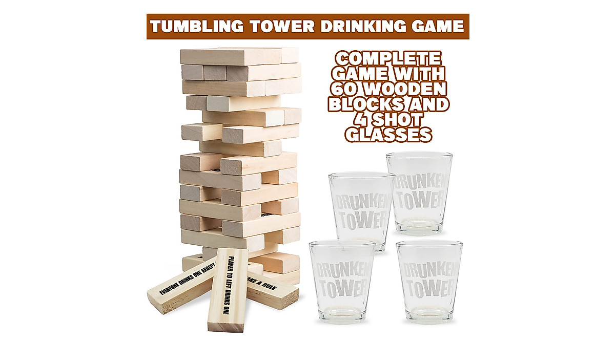 ArtCreativity Tumbling Tower Drinking Game for Adults - Fun Party Game