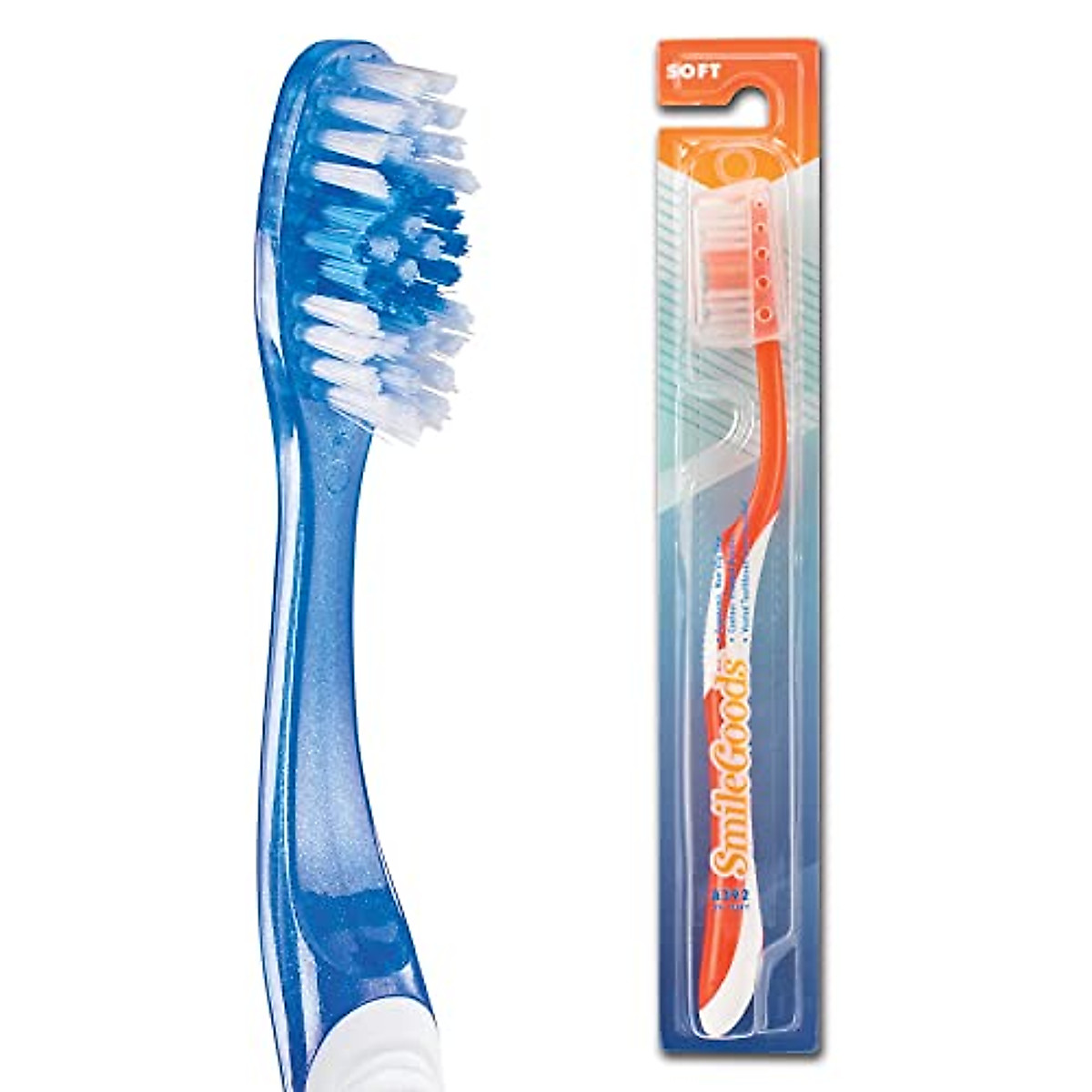 SmileGoods A392 Toothbrush, 39 Tuft, Soft Bristle, Individually Packaged Toothbrushes, Assorted Colors, Bulk Pack of 72