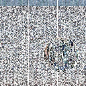 Silver Tinsel Backdrop- CYLMFC 3 Pack 3.3 ft x 6.6 ft Streamer Foil Fringe Curtain for Birthday Party Christmas Graduation Decor