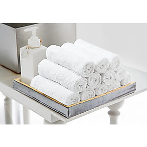Avalon Towels Cotton Washcloths – (Pack of 48) Size 12x12 Inches, 100% Ring Spun Cotton, Soft & Absorbent Face Towels, Gym Towels, Hotel and Spa Quality, Reusable Fingertip Towels (White)