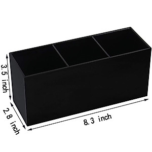 Weiai Black Makeup Brush Holder Organizer, 3 Slot Acrylic Cosmetics Brushes Storage Solution