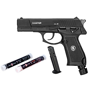 Lancer Tactical Scorpion 0.5 Caliber Non-Blowback Air Pistol - Less Lethal, Ideal for Home and Personal Defense, Police-Grade Pepper Projectile Gun-(Black Package)
