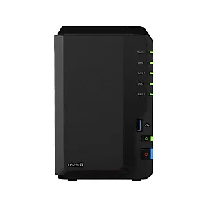 Synology DiskStation DS220+ NAS Server with Celeron 2.0GHz CPU, 6GB Memory, 8TB SSD Storage, 2 x 1GbE LAN Ports, DSM Operating System