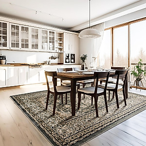 SunNewt Stain Resistant Washable Area Rug 9x12 Living Room Large Rugs Soft Faux Wool Non-Shedding Low-Pile Floor Carpet for Dining Laundry Room Bedroom Bed Side, Olive