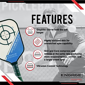 Engage Pickleball Encore MX 6.0 Pickleball Paddle - Pickleball Paddles with Thick Polymer Core - USAPA Approved Pickleball Paddles Pickleball Rackets for Adults - Standard (Blue)