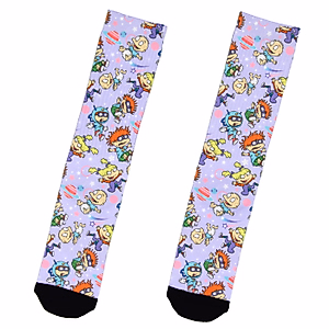Bioworld Rugrats Chibi Character Design Sublimation Crew Socks For Men Women