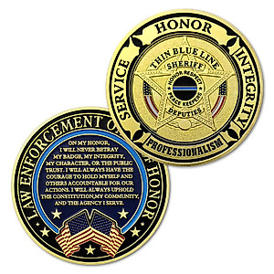 Thin Blue Line Sheriff Police Challenge Coin Law Enforcement Oath of Honor
