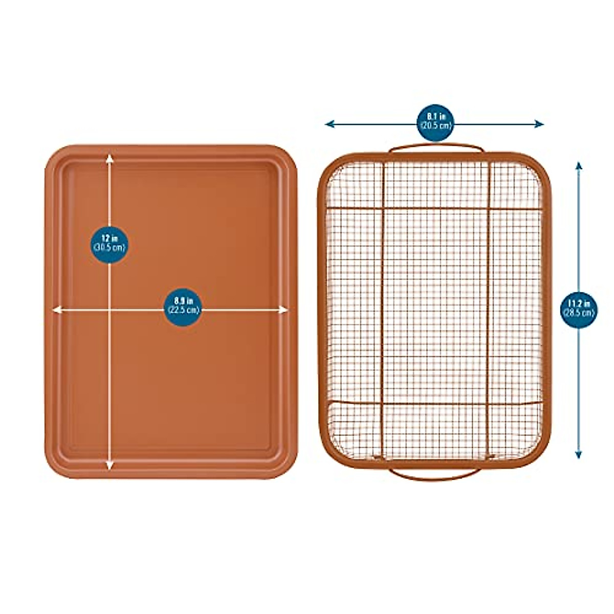 G & S Metal Products Company Baking with G&S Nonstick Crisper Basket with Baking Pan, Copper, 2 Piece Set, Durable and Easy to Use
