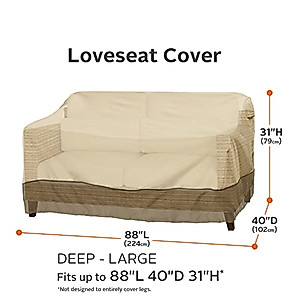 Classic Accessories Veranda Water-Resistant 88 Inch Deep Seated Patio Sofa/Loveseat Cover, Patio Furniture Covers