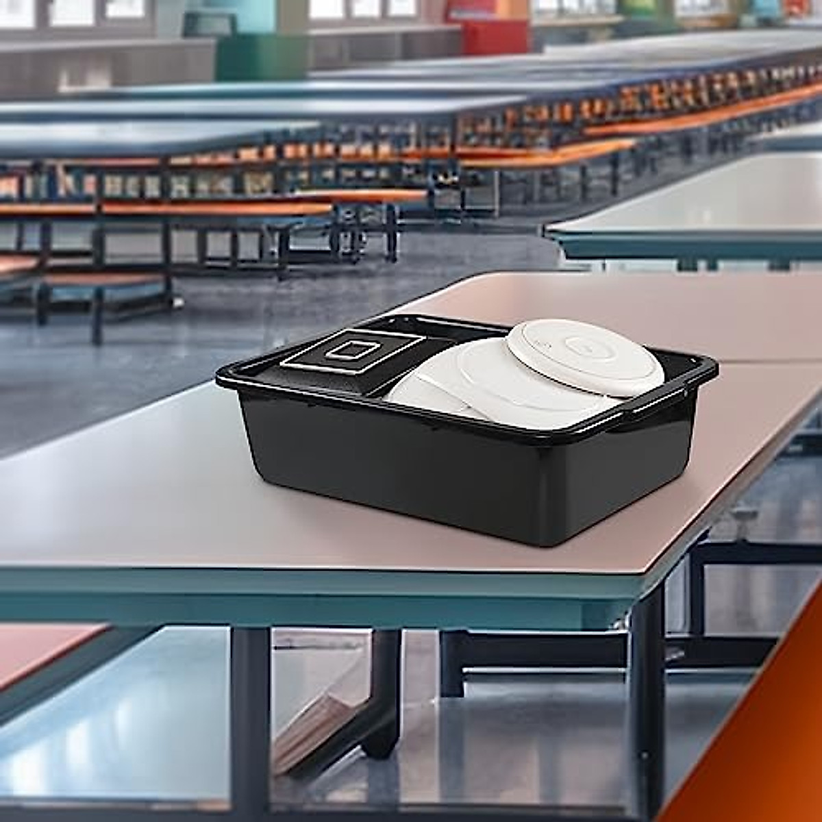 DynkoNA 4 Packs Plastic Utility Bus Box, 32 Liter Bus Tub Commercial Wash Basin Tote