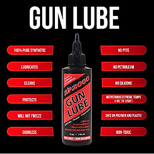 Slip 2000 Gun Lube, 100% Pure Synthetic CLP, Performs in All Conditions, Gun Lubricants for Peak Performance, Eliminates Excessive Wear, For Shotguns, Rifles and Pistols, 4-Ounce Squeeze Bottle