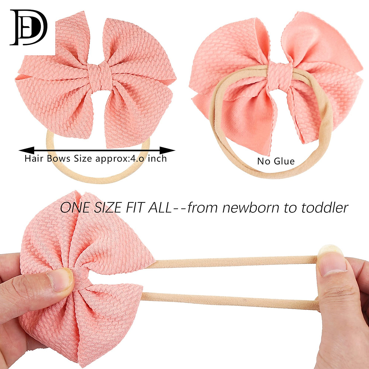 DED 30Pcs Hair Bows Nylon Headbands Super Stretchy Baby Hairbands Hair Accessories for Newborn Infant Toddler