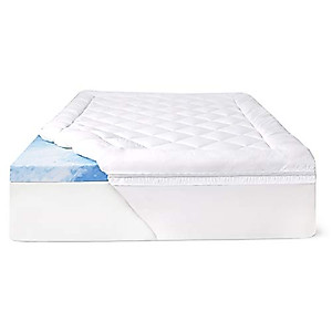 4" SealyChill™ Gel + Comfort Memory Foam Mattress Topper with Pillowtop Washable Allergen Resistant Cover, Queen (F02-00161-QN0), White