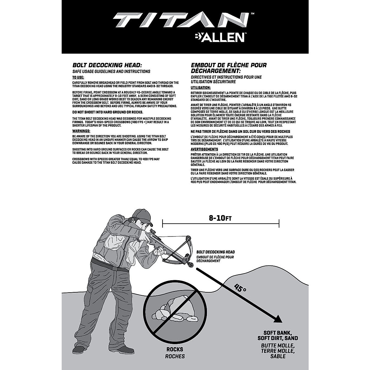 Allen Company Titan™ Crossbow Bolt De-Cocking Head, Standard Arrow Threads, Black