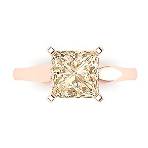 Clara Pucci 2.5 ct Princess Cut Solitaire Genuine Natural Morganite Wedding Bridal Designer Anniversary Engagement Ring 14k Rose Gold