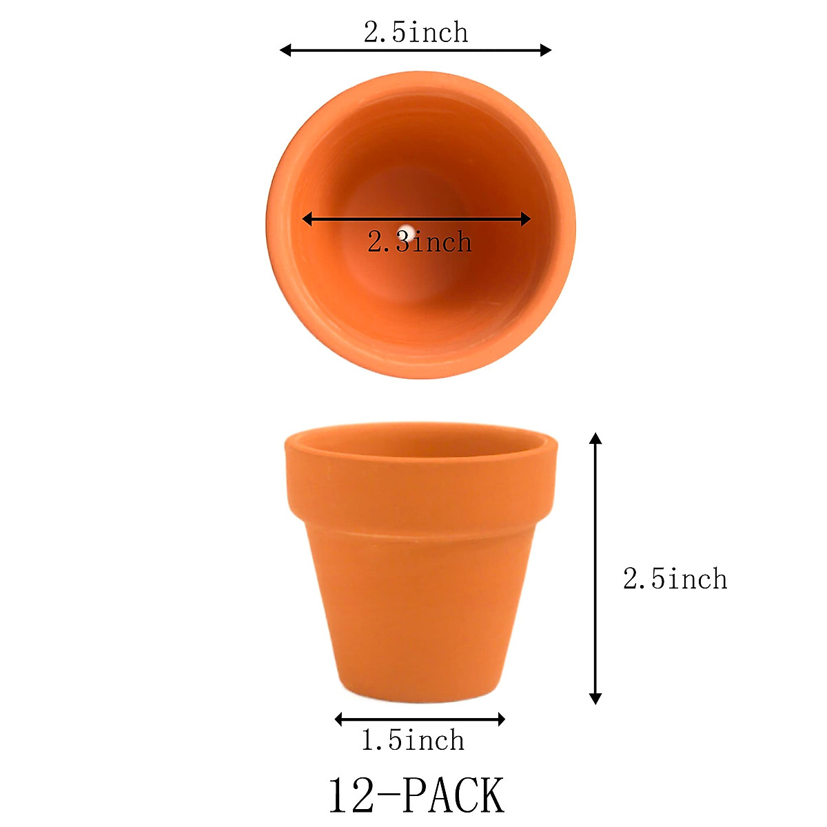Fcacti 12 PCS Small Mini Clay Pots with Drainage Holes for Plants,2.5inch Terra Cotta Pot Clay Ceramic Pottery Planter,Succulent Nursery Pot/Cactus Plant Pot,for Indoor/Outdoor Plants,Crafts