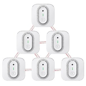 X-Sense Battery Powered Combination Smoke and Carbon Monoxide Detector with Voice Location, Wireless Interconnected Smoke Detector Carbon Monoxide Detector Combo, Model XP02-WR, 6-Pack