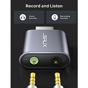 USB Audio Adapter, JSAUX USB to Audio Jack Sound Card Adapter with 3.5mm TRRS Headphone and Microphone External USB Sound Card Compatible with Laptop, Desktops, Windows, MAC, Linux, PC, PS5, PS4
