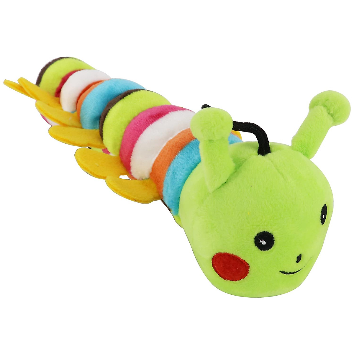QIYADIN Pet Squeaker Toys, Dog Chew Toy, Soft Short Plush Sounding Toy for Puppy (Colorful Caterpillar)