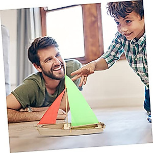Toyvian 1set Assembled Sailing Model Boat Anchor Kit Woody Toy Children's Toys Nativity Ornaments for Kids Wood Sailboat Statue Sailboat Ornament Wood, Cloth Wooden DIY Mold DIY Boat Toy