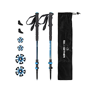 G2 Trekking Hiking Poles Telescopic/aluminum alloy/EVA foam Grip/Foam Padded Wrist Strap/Auto-Adjustable Strap/Quick Flip Lock (Pack of 2 Poles)