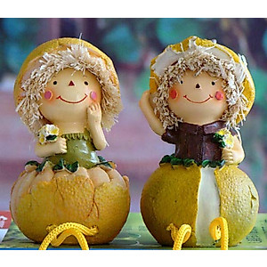 Home Kitchen Decorative Fruits & Vegetables Sitters with Dangling Legs Shelf Sitter Figurine Statue for Shelf, Countertop, Windowsill(Orange)