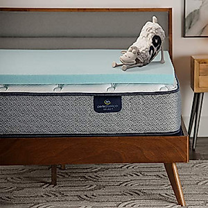 Serta ThermaGel Cooling, Pressure-Relieving Memory Foam Mattress Topper, 2 Inch, Queen,Blue