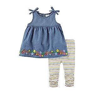 Mud Pie baby girls Floral Tunic Capri Set, Blue, 12-18 Months US
