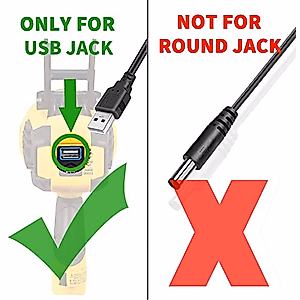 Replacement Charger Adapter USB to USB Charging Cable for Stanley Fatmax Spotlight, Stanley SL10LEDS, SL10LEDSL, TL450, TL600, SAT3S, SS4LS, Zero Trace TL1KPZ TL1KPS BB24PS Flashlight Power Cord (5Ft)