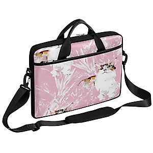 Watercolor Cat Kitten Laptop Computer Bag Waterproof Shoulder Messenger Bag 13-15 inch Durable Laptop Tote Bag with Shoulder Strap Handle Lightweight Crossbody Briefcase