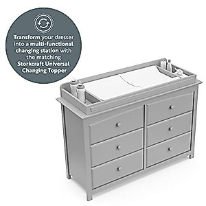 Storkcraft Kenton 6 Drawer Universal Dresser (Pebble Gray) – Dresser For Kids Bedroom, Nursery Dresser Organizer, Chest Of Drawers For Bedroom With 6 Drawers, Universal Design For Children’s Bedroom