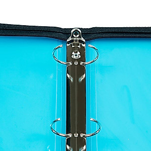 JAM PAPER Plastic Zipper 1 inch Binder - Blue 3 Ring Binder - Sold Individually