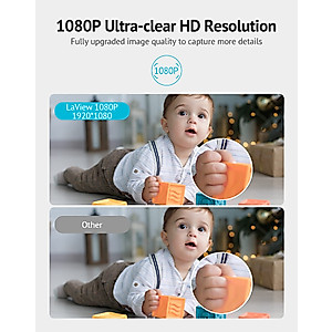 LaView Security Cameras for Home + 2X 32GB SD Cards, PT Baby Monitor System with Motion Detection, Two-Way Audio, Night Vision, Indoor WiFi Camera for Baby/pet, Alexa, USA Cloud Service