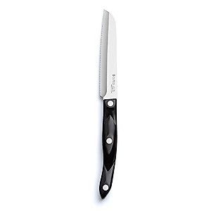 CUTCO Model 3721 Santoku-Style Trimmer with Double-D® serrated edge blades and Classic Dark Brown handles (often called "Black"). Welcome it to your kitchen and you'll soon be hard pressed to function without it. It's the perfect choice for so many recipe