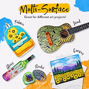 Chalkola Acrylic Paint Set for Adults, Kids & Artists - 40 Piece Acrylic Painting Supplies Kit, with 24 Acrylic Paints (22ml), 10 Painting Brushes, 5 Canvas for Acrylic Painting (8x10) & 1 Palette