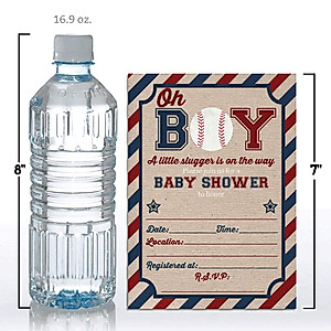 Our Little Slugger Baseball Themed Baby Sprinkle Baby Shower Invitations for Boys, 20 5"x7" Fill In Cards with Twenty White Envelopes by AmandaCreation