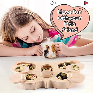 FELISTORY Wooden Foraging Toy for Small Pet - 4 in 1 Interactive Hide Treats Puzzle Snuffle Game, Mental Stimulation Toy for Guinea Pig,Rabbit,Hamster,Hedgehog, Chinchilla, Mouse,Rats,Sugar Gilders