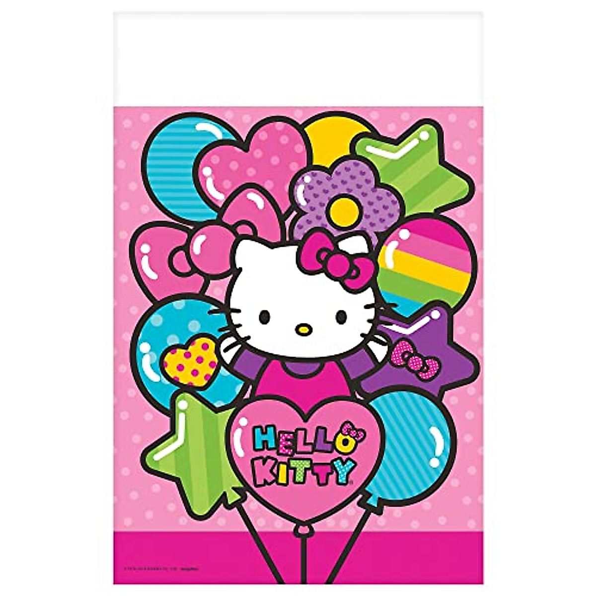 Amscan Adorable Hello Kitty Rainbow Table Cover, 54" x 96", Multi Color