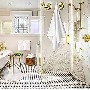 DGYB Suction Cup Hooks for Shower Set of 4 Gold Towel Hooks for Bathrooms SUS 304 Stainless Steel Shower Hooks for Loofah 15 Lb Bathroom Hooks for Towels