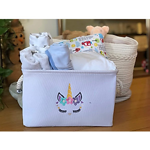 APPLE PIE ORDER Storage Basket with Embroidery, Foldable Animal Toy Storage Bins/ Cube/ Box/ Organizer for Kids, Boys and Girls room, Baby & Nursery.