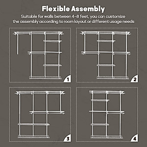 Homde Closet Organizer System Wall Mounted + Closet Organizer Storage System with 2 Storage Drawers and 3 Expandable Stainless Steel Hanger Rods