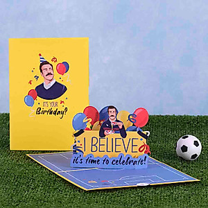 Lovepop Happy Birthday Pop-Up Card for Her and Him- 3D Ted Lasso Birthday Greeting Cards for Adults - Men, Women - Time to Celebrate - 5" x 7" Funny Card - Blank Note Card & Envelope Included