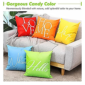 Lewondr Waterproof Throw Pillow Cover, 2 Pack Hello Printing Outdoor Throw Pillow Case UV Protection Garden Cushion Cover for Patio Sofa Couch Balcony Decor 18"x18"(45x45cm), Fluorescent Green