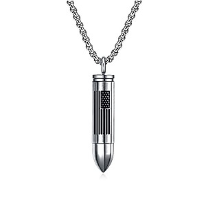 Rnivida American Flag Urn Necklaces for Ashes, Stainless Steel Urn Pendant for Human Pet  Ashes, Memorial Cremation Jewelry for Men