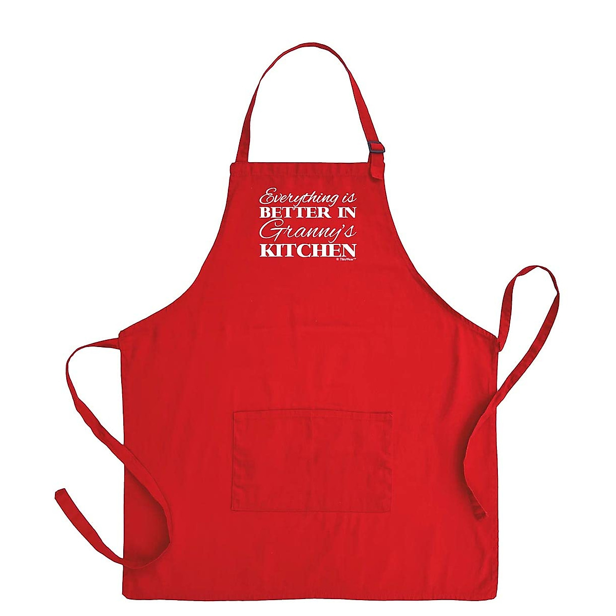 ThisWear Gifts For Granny Gifts For Grandma Everything Is Better In Granny's Kitchen Two Pocket Adjustable Bib Apron Red