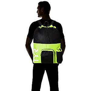 TYR Big Mesh Mummy Backpack for Wet Swimming, Gym, and Workout Gear, Yellow